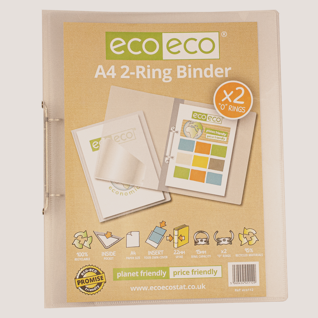 A4 Clear 95% Recycled Presentation 2 Ring Binder – eco-eco Stationery