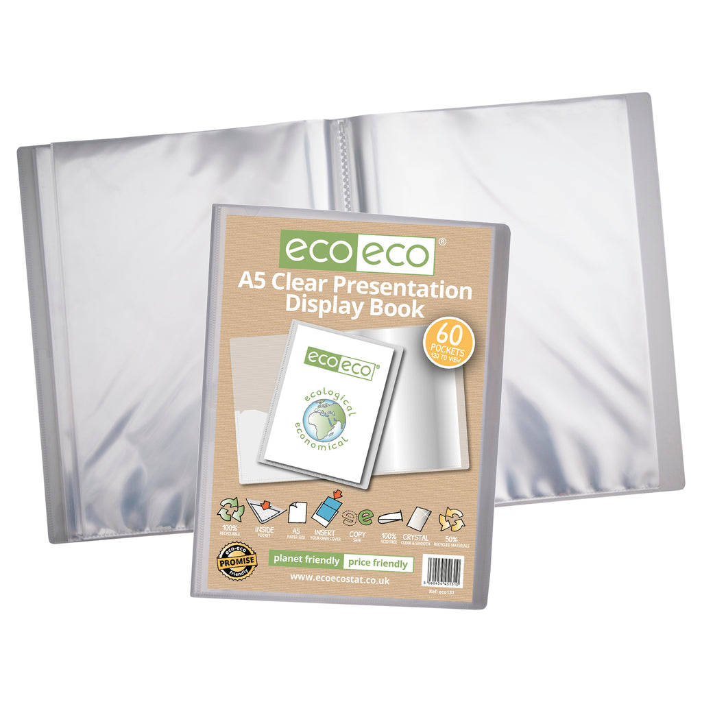 A5 50% Recycled Clear 60 Pocket Presentation Display Book – eco-eco ...